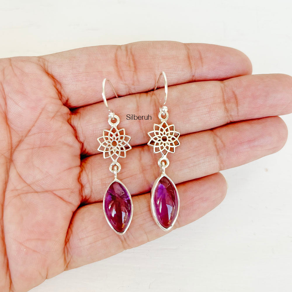 Amethyst Sahasrara Chakra Silver Earring – SILBERUH