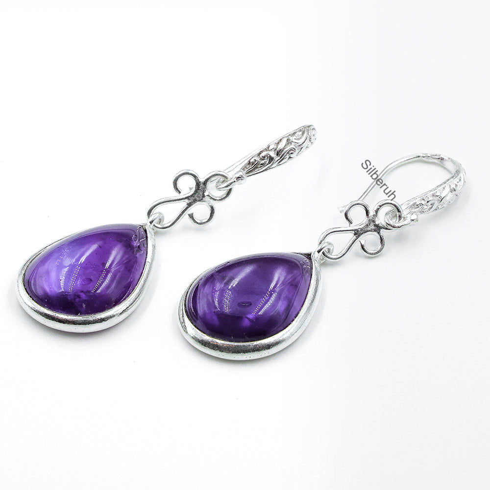 Amethyst Silver Drop Earring – SILBERUH