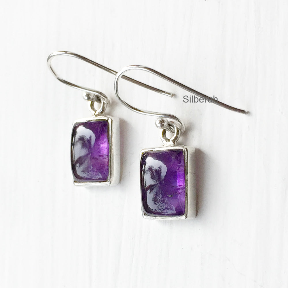 Amethyst Silver Rectangular Earring – SILBERUH