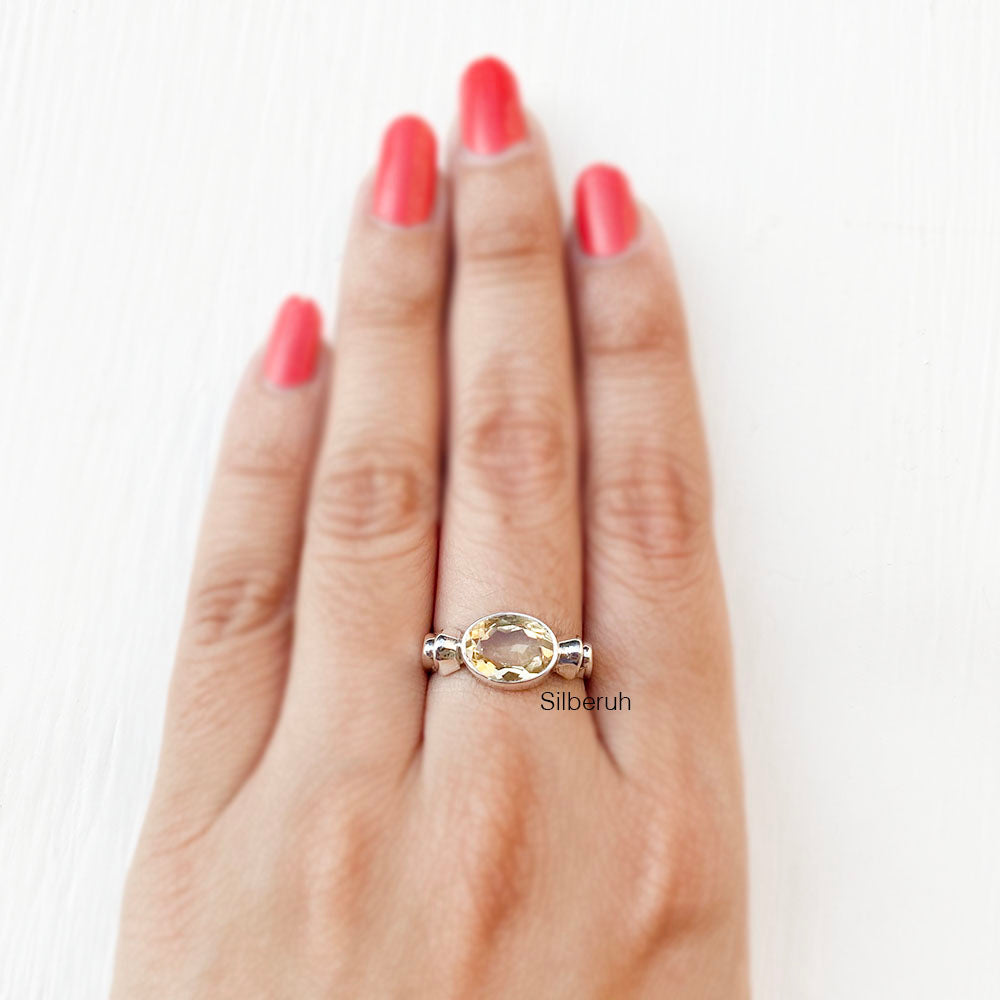 Citrine Silver Oval Ring – SILBERUH