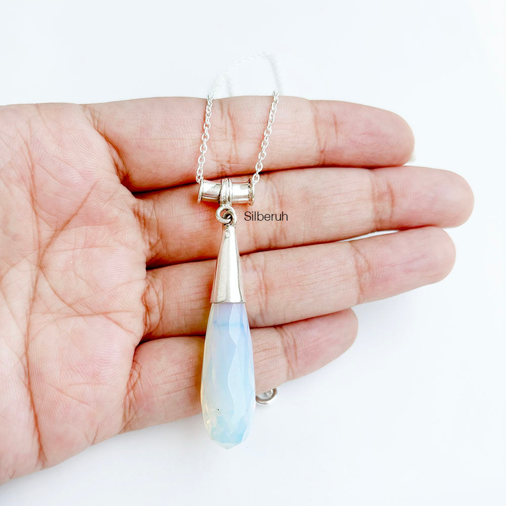 Facetted Opalite Drop Silver Necklace – SILBERUH