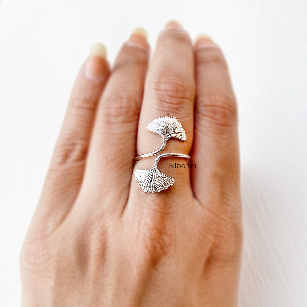 Gingko Leaf Silver Ring – SILBERUH