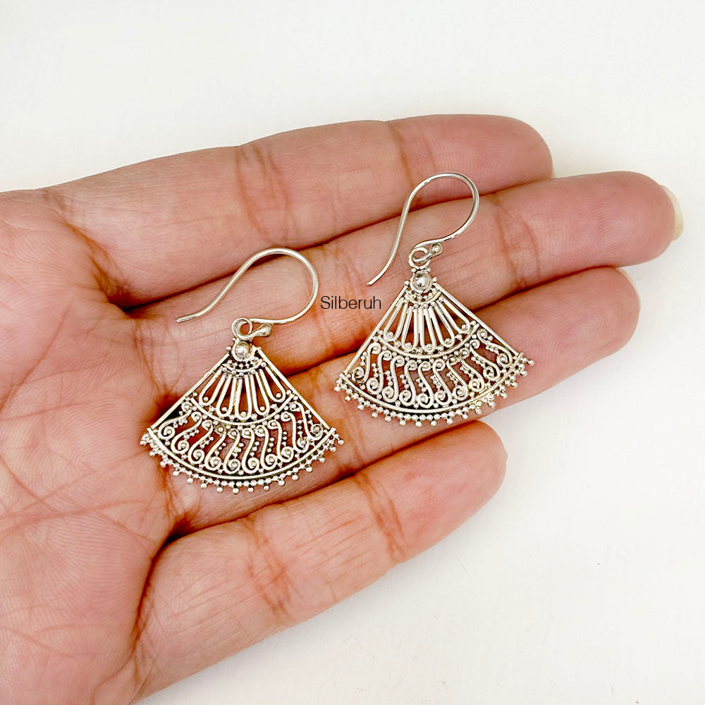 Japanese Fan Filigree Silver Earring – SILBERUH
