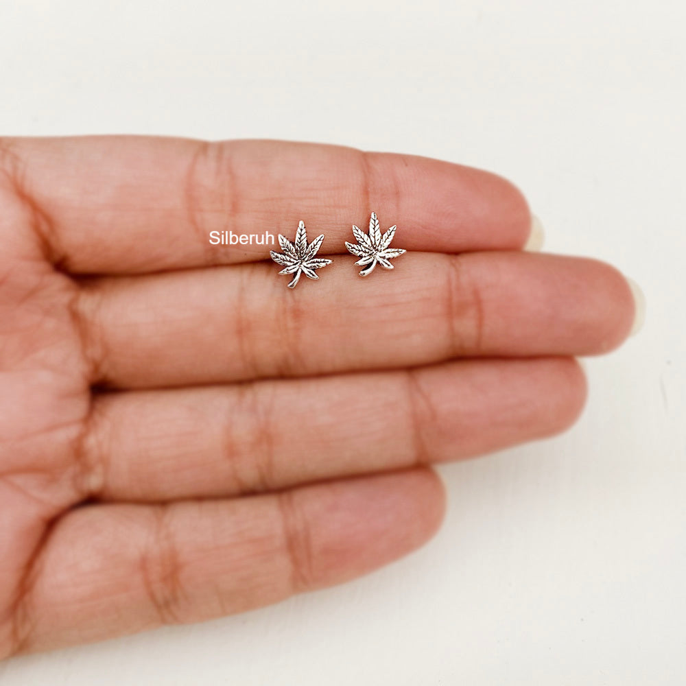 Marijuana Leaf Silver Stud – SILBERUH