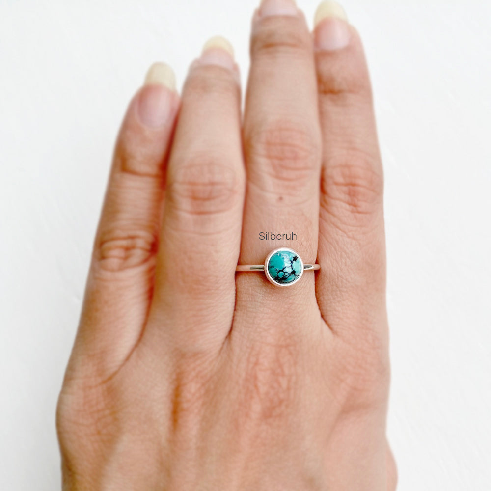 Natural Turquoise Stacking Silver Ring – SILBERUH