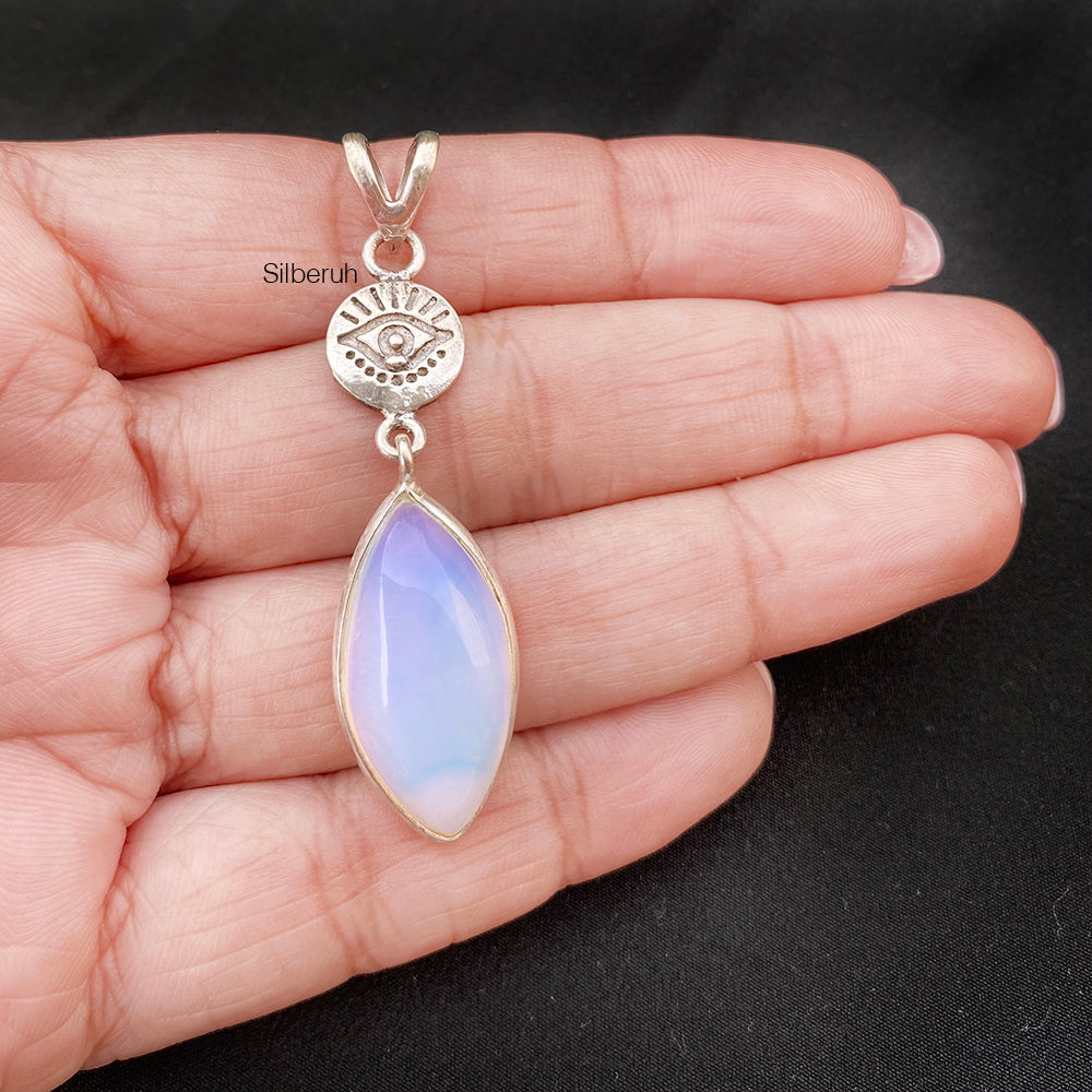 Opalite Evil Eye Silver Pendant – SILBERUH