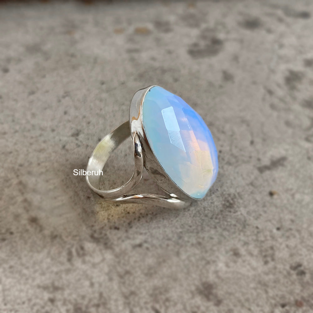 Opalite Facetted Oval Silver Ring – SILBERUH