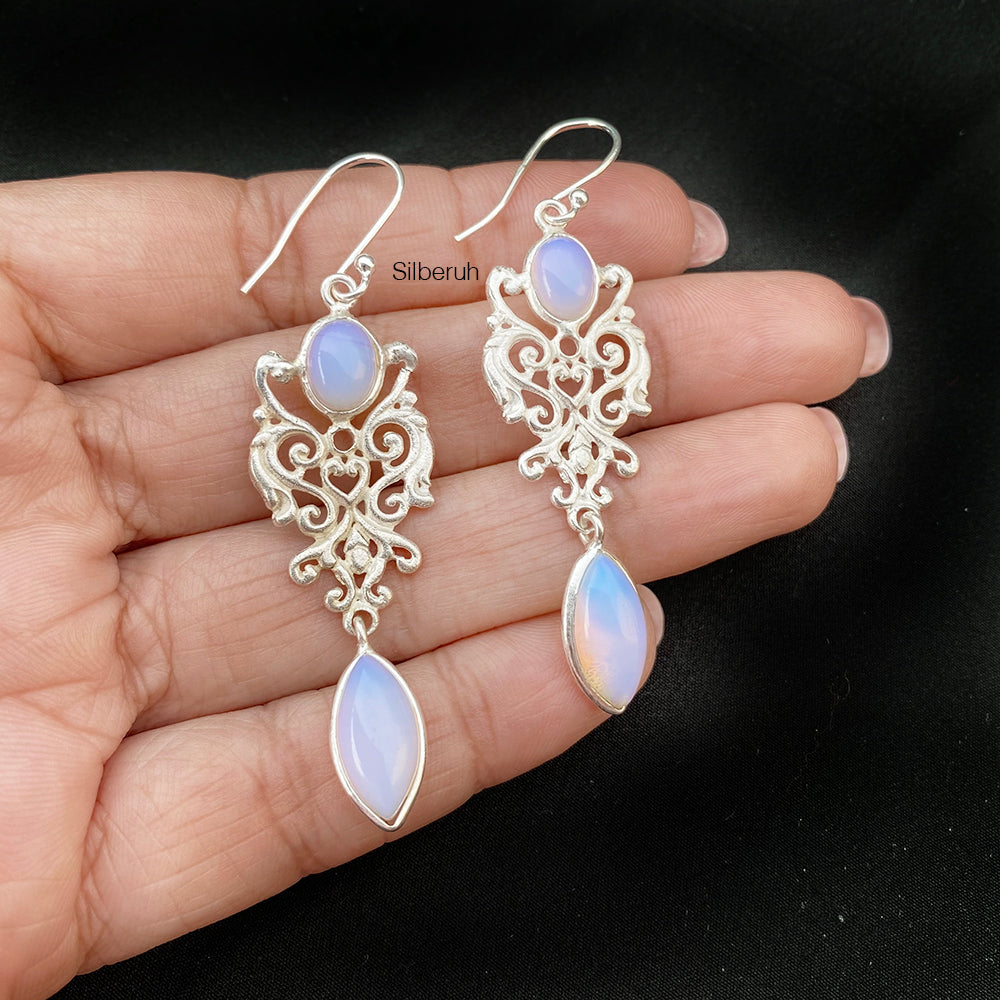 Opalite Filigree Silver Earring – SILBERUH