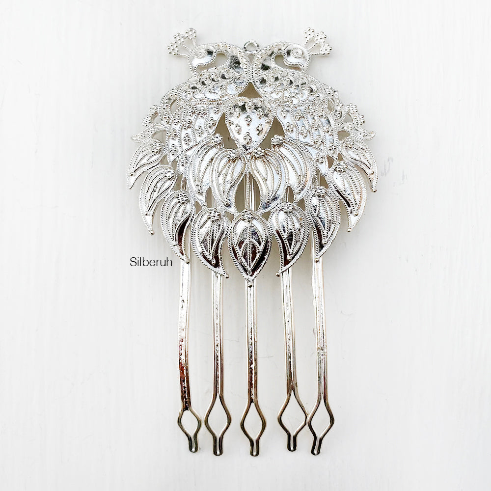 Peacock Silver Hair Pin Silberuh