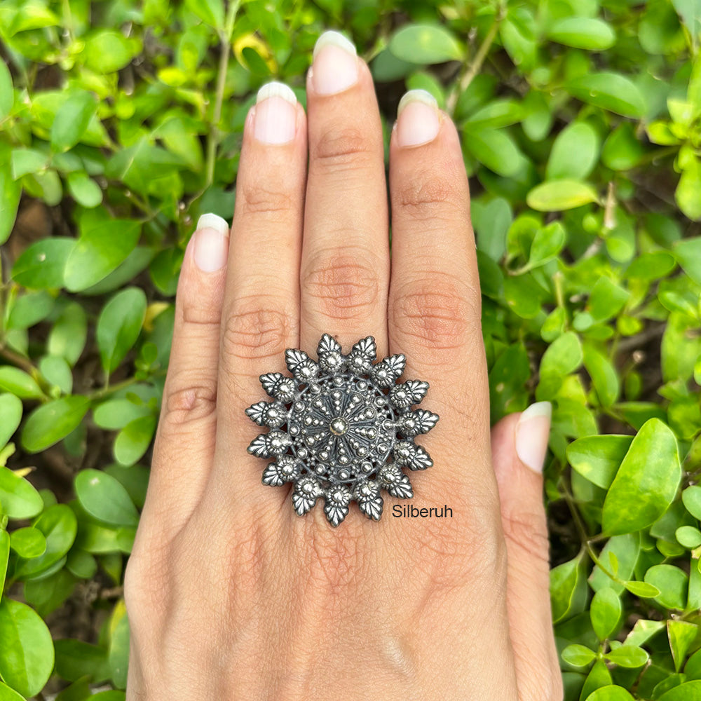 Phool Silver Adjustable Ring – SILBERUH