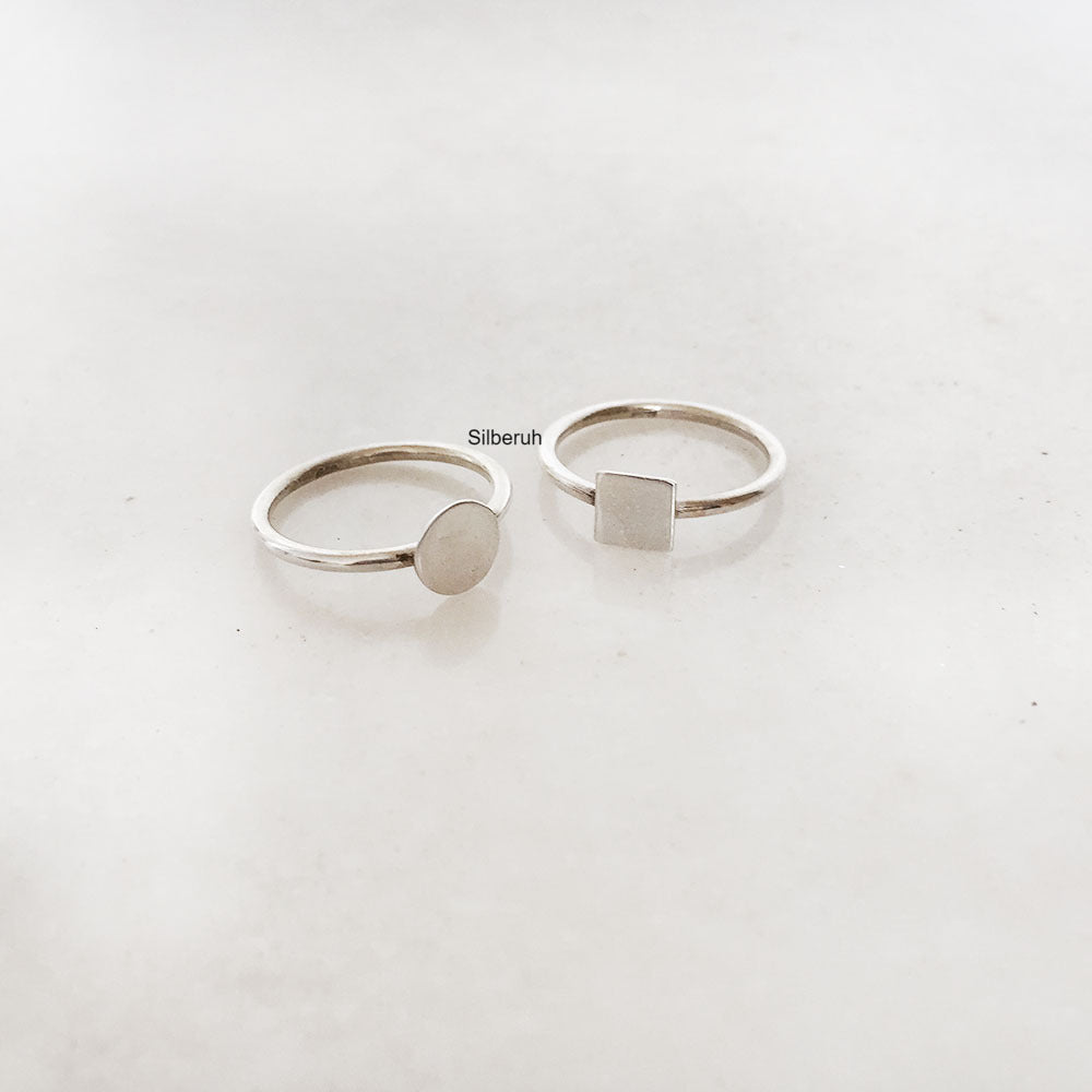 Stacking Round & Square Silver Ring – SILBERUH