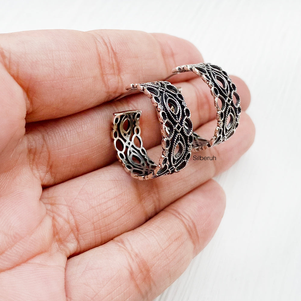 Victorian Silver Half Bali Earring – SILBERUH