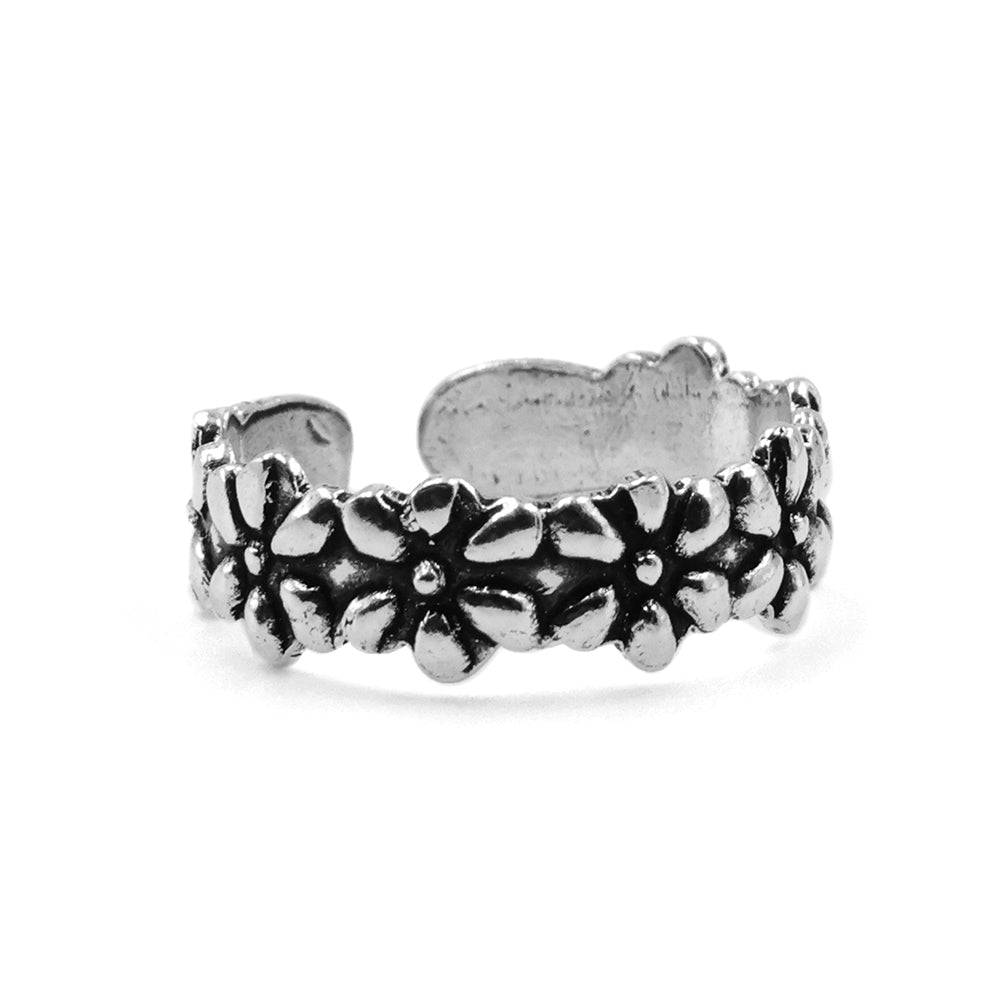 Floral Silver Adjustable Toe Ring – SILBERUH