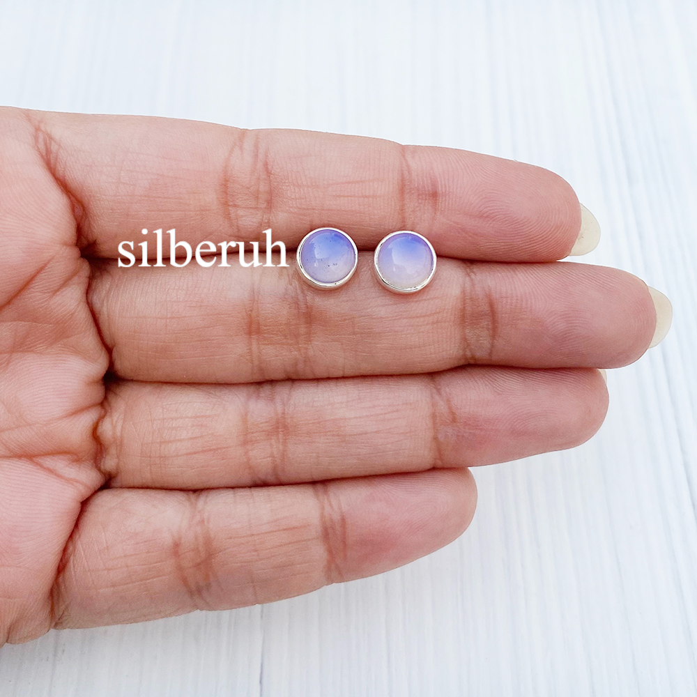 Opalite Round Silver Stud – SILBERUH