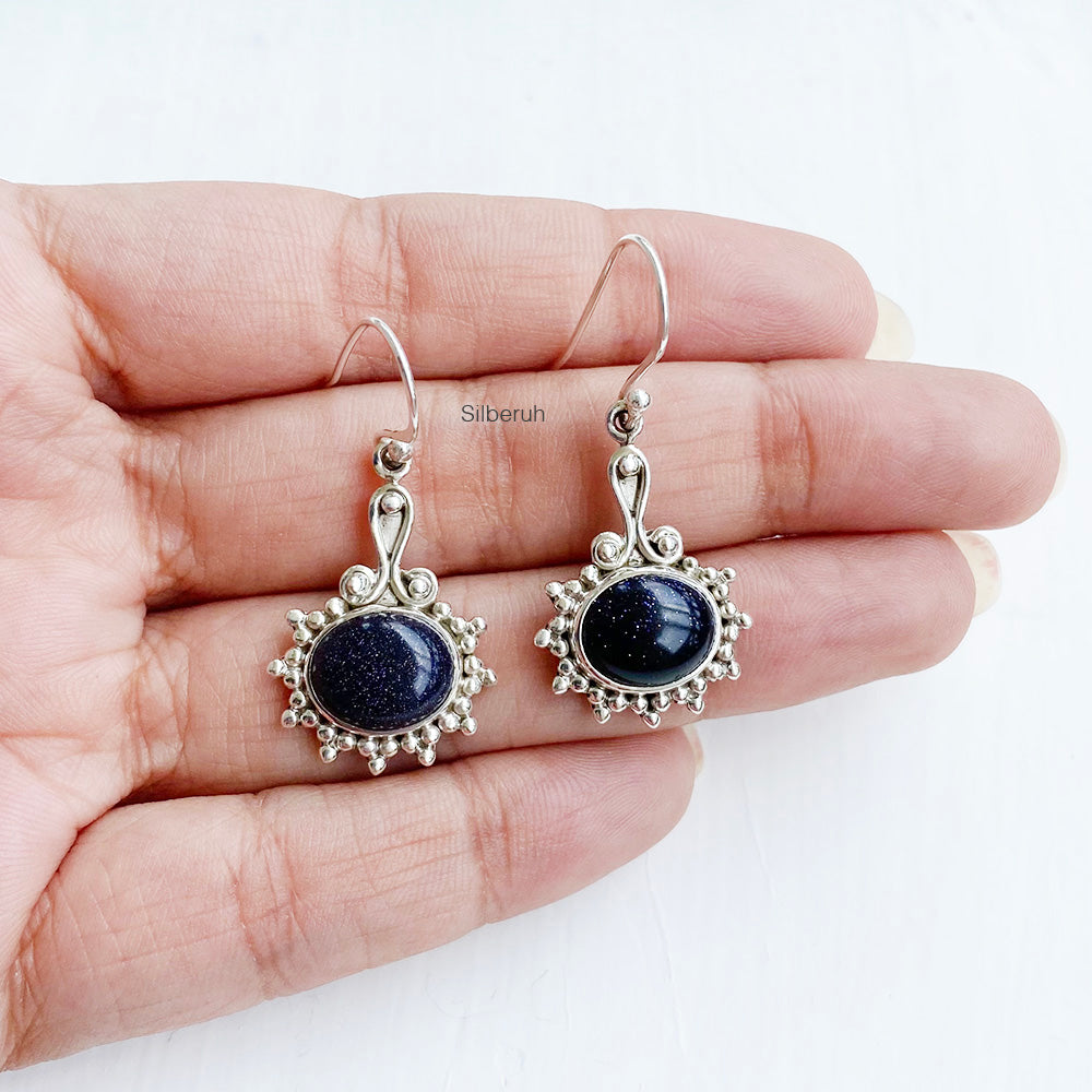 Blue Sunstone Tribal Silver Earring – SILBERUH