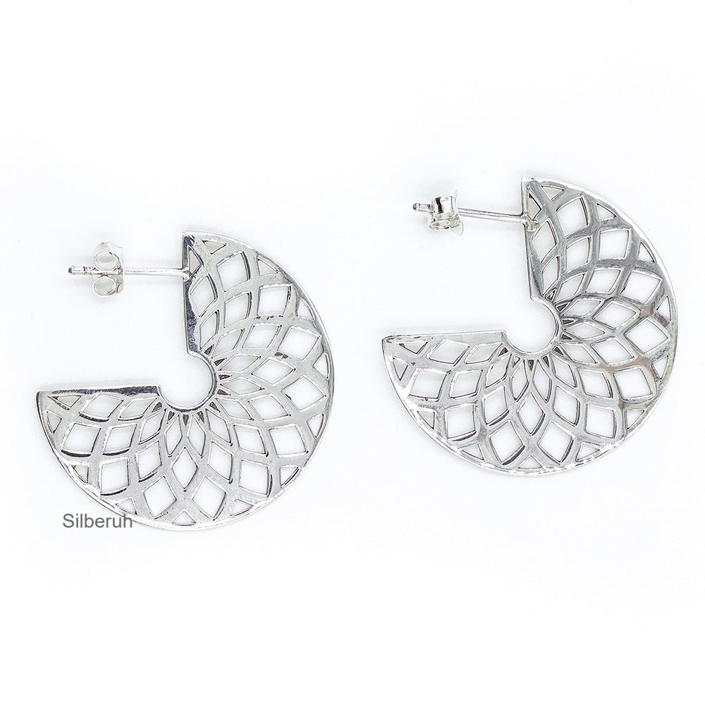 Half Moon Jali Silver Earring – SILBERUH