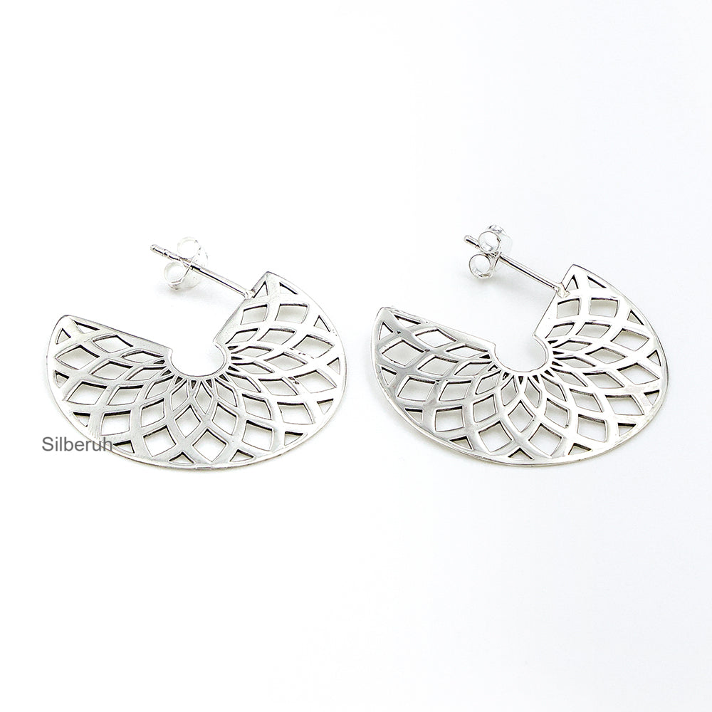 Half Moon Jali Silver Earring – SILBERUH