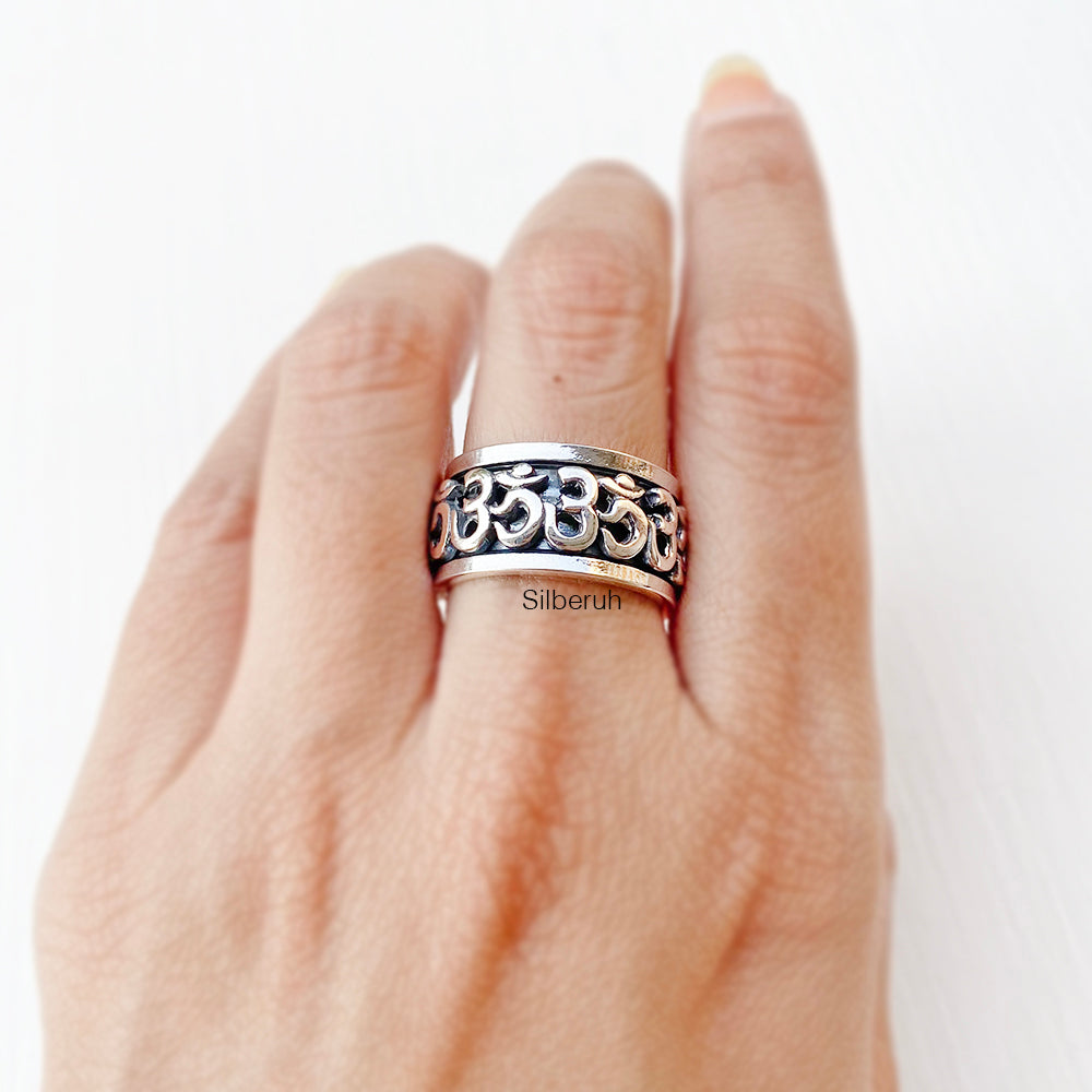 OM Spinner Silver Band Ring – SILBERUH