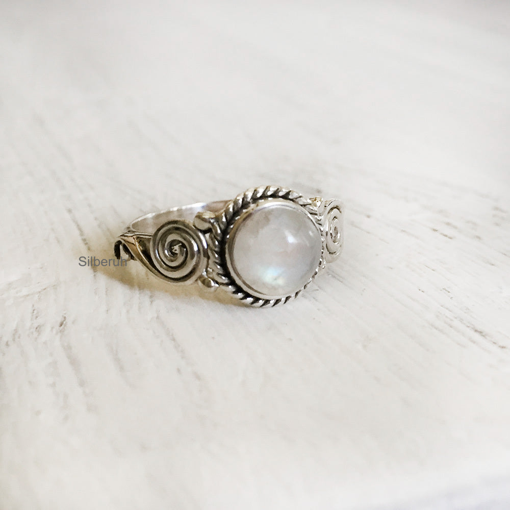 Rainbow Moonstone Tribal Silver Ring – SILBERUH