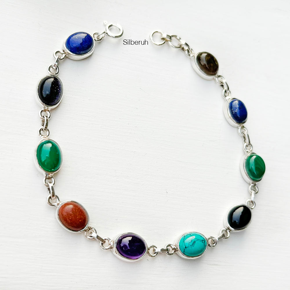 Silver Mixed Gems Bracelet – SILBERUH