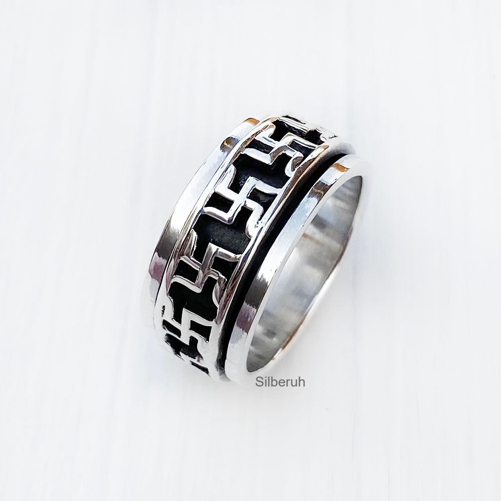 Swastika Silver Spinner Ring – SILBERUH