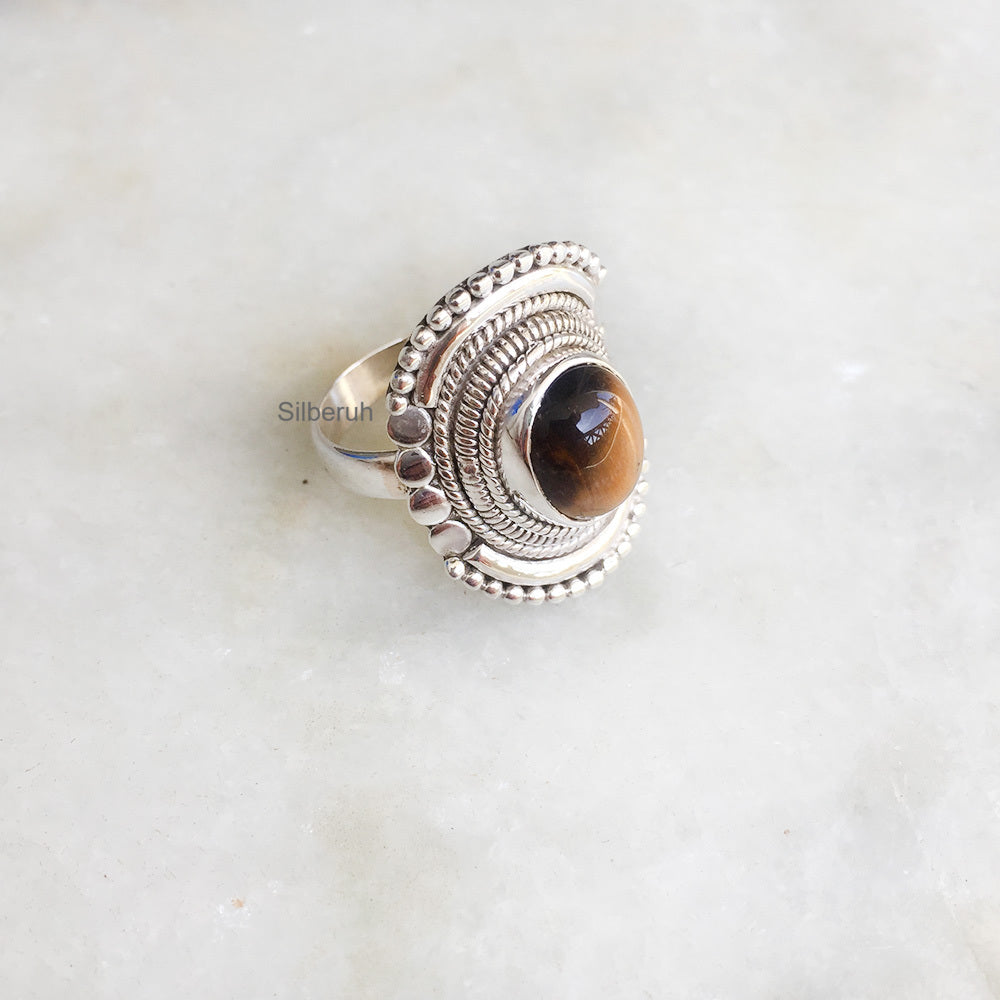 Tiger's Eye Tribal Silver Ring – SILBERUH
