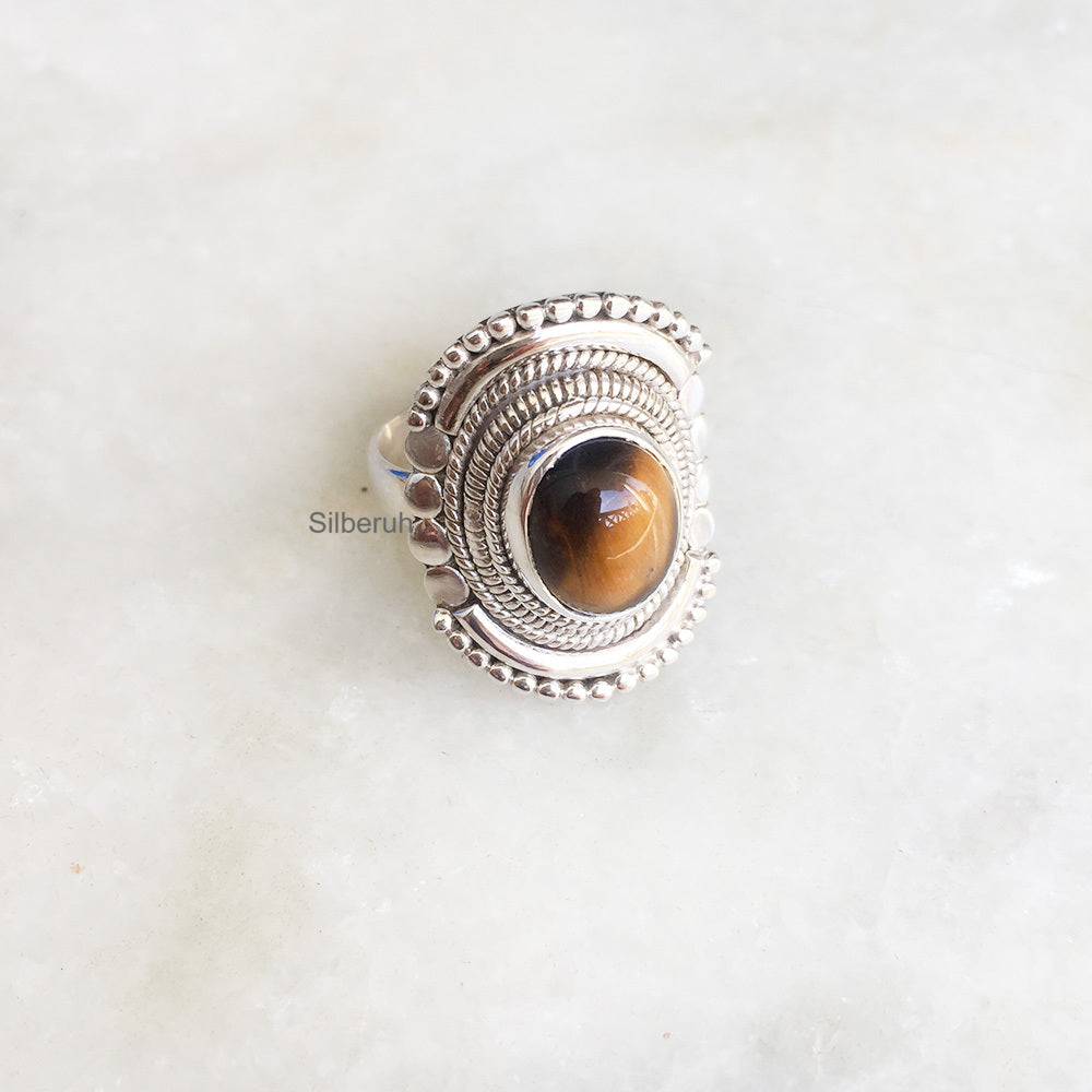 Tiger's Eye Tribal Silver Ring – SILBERUH