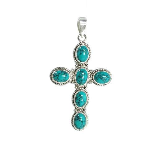 Turquoise Silver Cross Pendant – SILBERUH