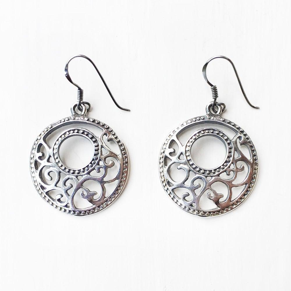 Silver filigree earrings store