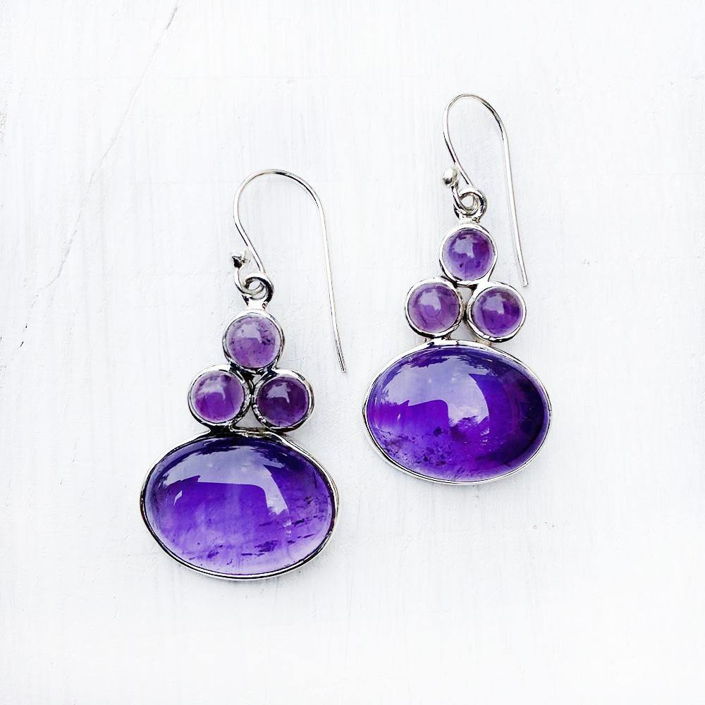 Amethyst Oval Silver Earring – SILBERUH