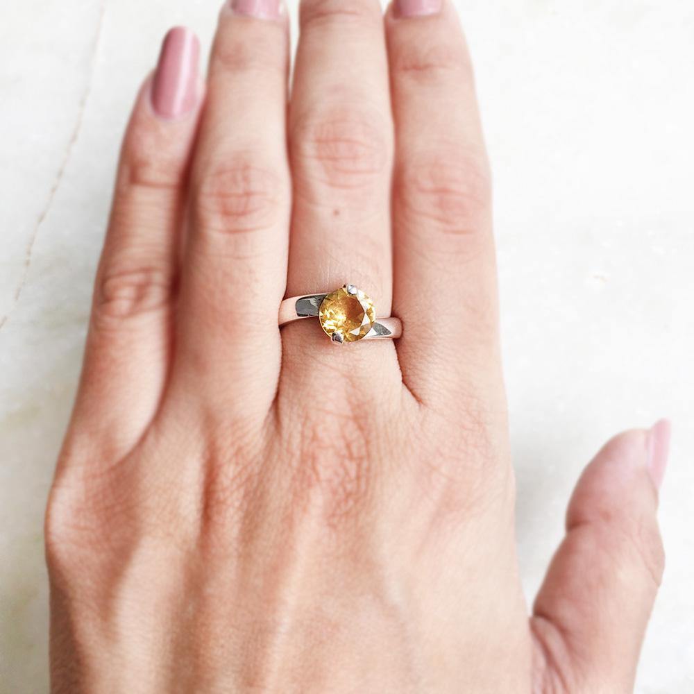 Citrine Silver Facetted Ring – SILBERUH