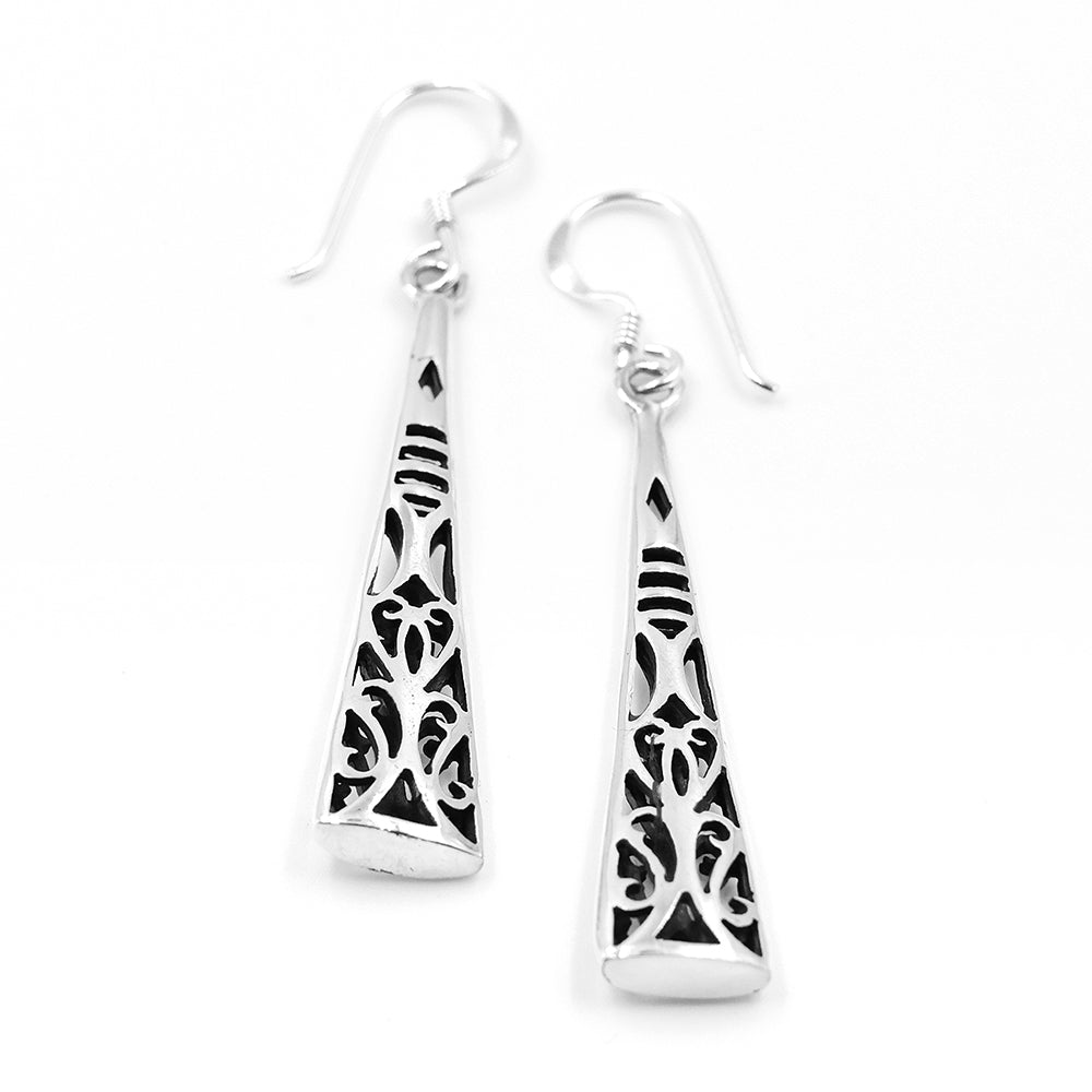 Triangle Silver Jali Earring – SILBERUH
